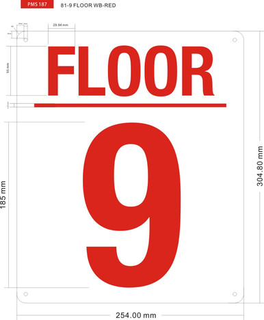 9 FLOOR SIGN (10x12,White,Aluminum) - HPDSIGNS.NYC