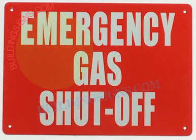 EMERGENCY GAS SHUT OFF SIGN (7X10,Red,Aluminum) - HPDSIGNS.NYC