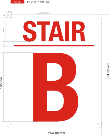 STAIR B SIGN (10x12,White,Aluminum) - HPDSIGNS.NYC