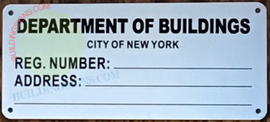 DEPT OF BUILDING SIGN -HPD (8.5X3,WHITE BACKGROUND,ALUMINUM) - HPDSIGNS.NYC