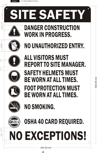 SITE SAFETY SIGN (22X14,White,Aluminum) - HPDSIGNS.NYC