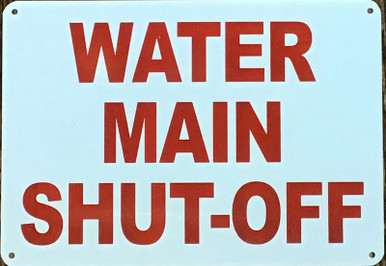 WATER MAIN SHUT-OFF SIGN (7X10 WHITE BACKGROUND ALUMINUM) - HPDSIGNS.NYC