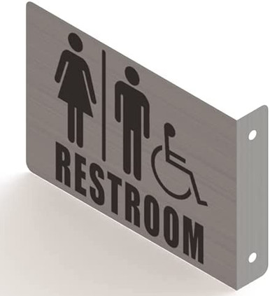 RESTROOM ACCESSIBLE PROJECTION SIGN-ACCESSIBLE RESTROOM 3D SIGN (SILVER ...