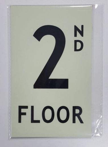FLOOR NUMBER SIGN - 2ND FLOOR SIGN- PHOTOLUMINESCENT GLOW IN THE DARK ...