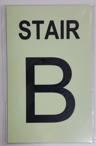 PHOTOLUMINESCENT STAIR B SIGN HEAVY DUTY / GLOW IN THE DARK "STAIR B ...