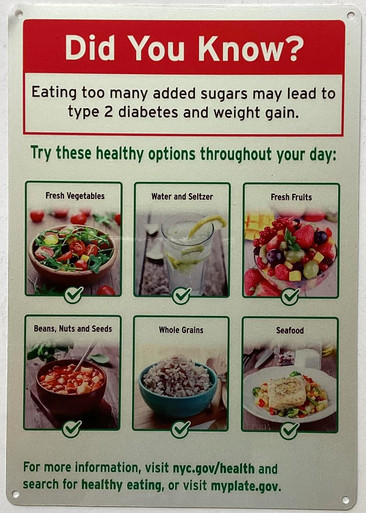 NYC restaurant sign - healthy eating sign (ALUMINIUM. 7X10 INCH,HEAVY ...