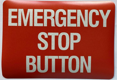 5 PACK -EMERGENCY STOP BUTTON Decal/STICKER
