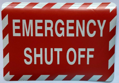 5 PACK - EMERGENCY SHUT-OFF Decal/STICKER (REFLECTIVE !!!, WHITE PVC ...