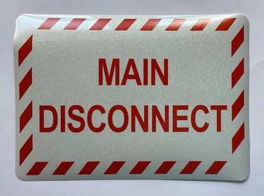 5 PACK - MAIN DISCONNECT Decal/STICKER (REFLECTIVE !!!, WHITE PVC ...