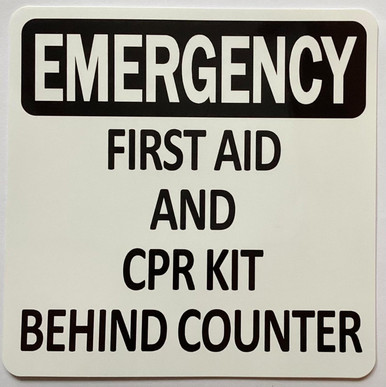 PACK OF 5 - EMERGENCY FIRST AID & CPR KIT BEHING COUNTER SIGN (white ...