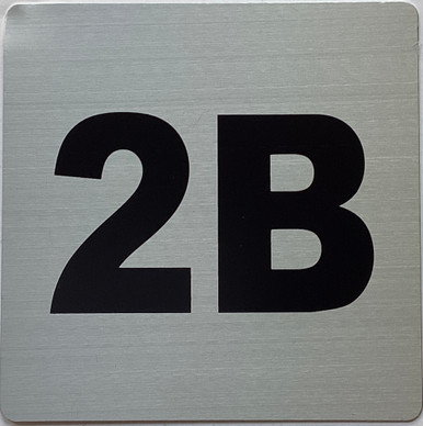 Apartment number 2B sign (4x4 inch, SILVER, double sided tape) - The ...