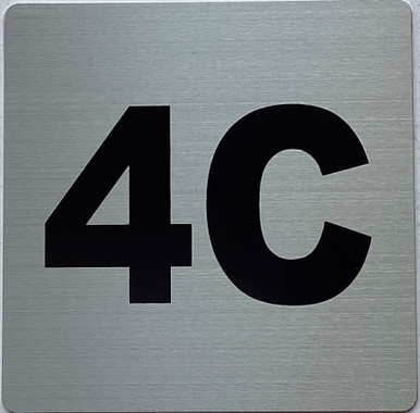 Apartment number 4C sign (4x4 inch, SILVER, double sided tape) - The ...
