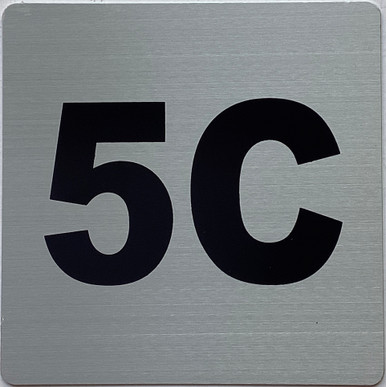 Apartment number 5C sign (4x4 inch, SILVER, double sided tape) - The ...
