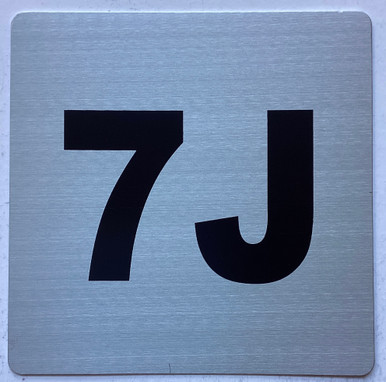 Apartment number 7J sign (4x4 inch, SILVER, double sided tape) - The ...