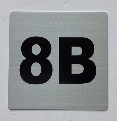 Apartment number 8B sign (4x4 inch, SILVER, double sided tape) - The ...