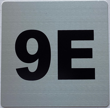 Apartment number 9E sign (4x4 inch, SILVER, double sided tape) - The ...