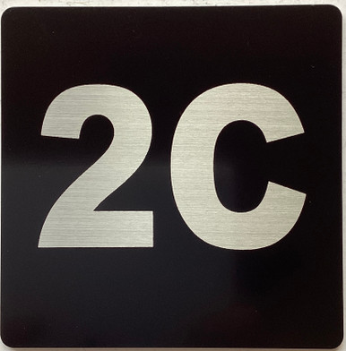 Apartment number 2C sign (4x4 inch, Black, double sided tape) - The ...