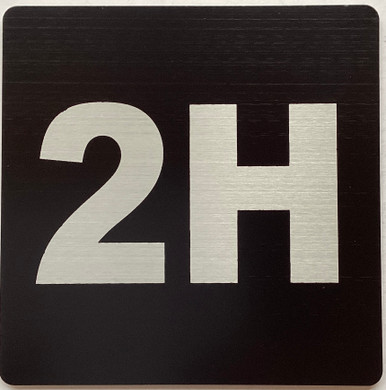 Apartment number 2H sign (4x4 inch, Black, double sided tape) - The ...