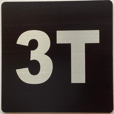 Apartment number 3T sign (4x4 inch, Black, double sided tape) - The ...