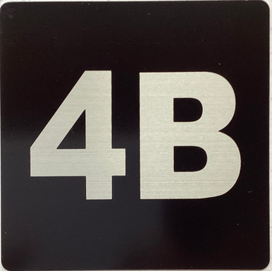 Apartment number 4B sign (4x4 inch, Black, double sided tape) - The ...