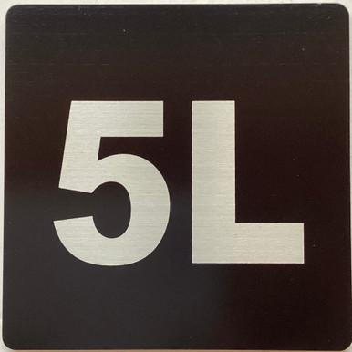 Apartment number 5L sign (4x4 inch, Black, double sided tape) - The ...