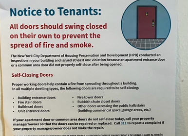 Hpd close the door notice posted in Lobby