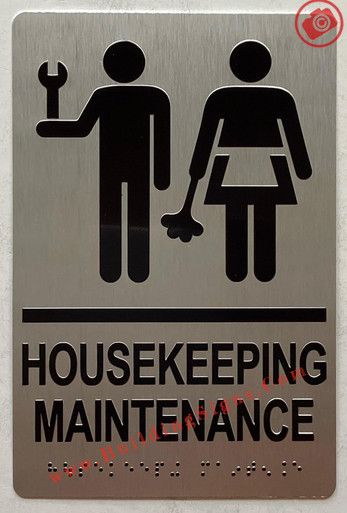 HOUSEKEEPING MAINTENANCE SIGN Raised letters , Raised Image & Grade 2 ...