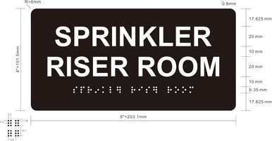 SPRINKLER RISER ROOM sign Raised letters & Grade 2 Braille - Includes ...