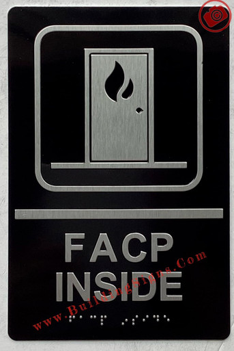 FACP INSIDE FIRE ALARM CONTROL PANEL INSIDE SIGN Raised letters & Grade ...