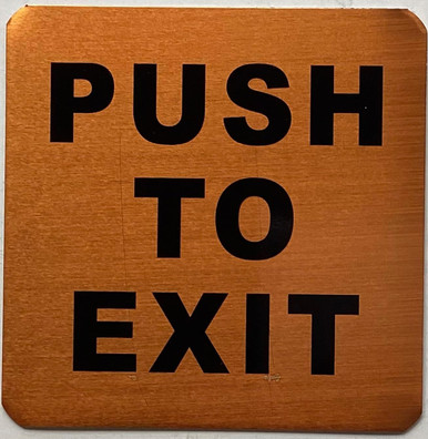 PUSH TO EXIT SIGN (Gold color, aluminum, Size 4X4 inch)- The Gold ...