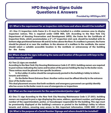 HPD Required Signs Guide Questions & Answers