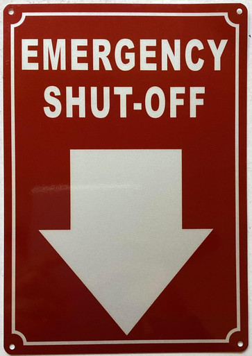 2 pcs -EMERGENCY SHUT-OFF DOWN ARROW SIGN (REFLECTIVE, Red, ALUMINIUM ...