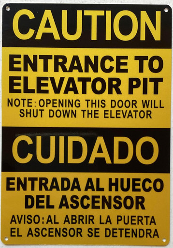 Caution Entrance To Elevator Pit note opening this door will shut down ...