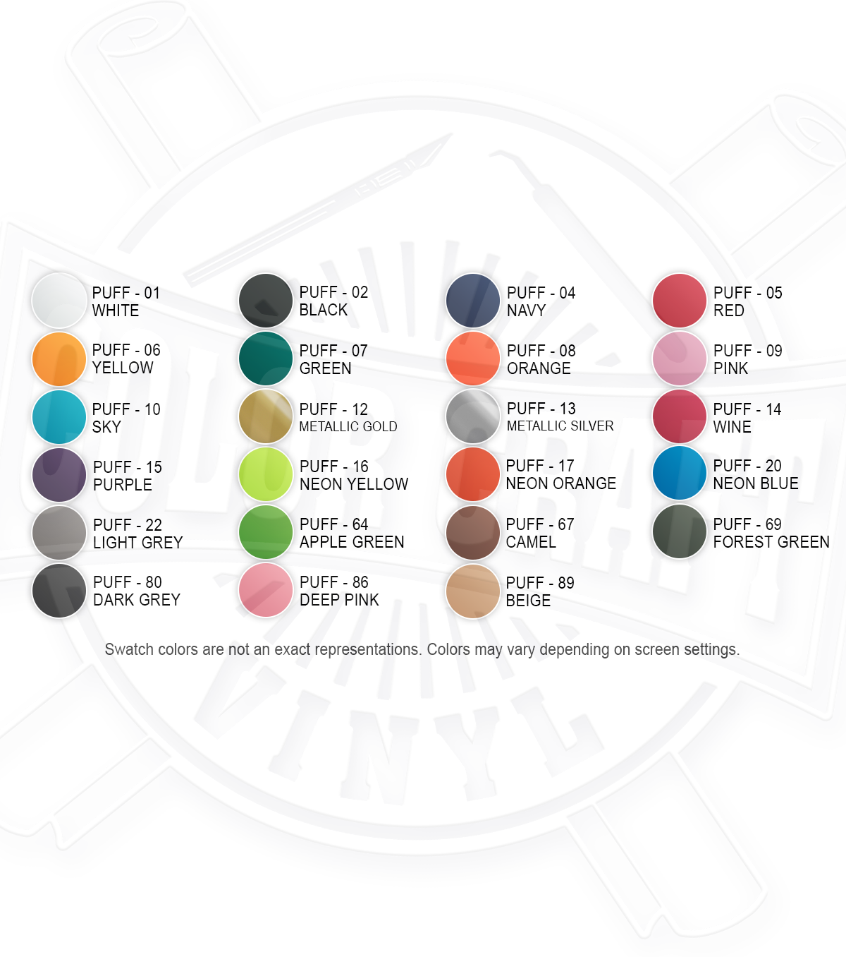 Heat Transfer Vinyl - Siser HTV - Easy Puff - Color Craft Vinyl