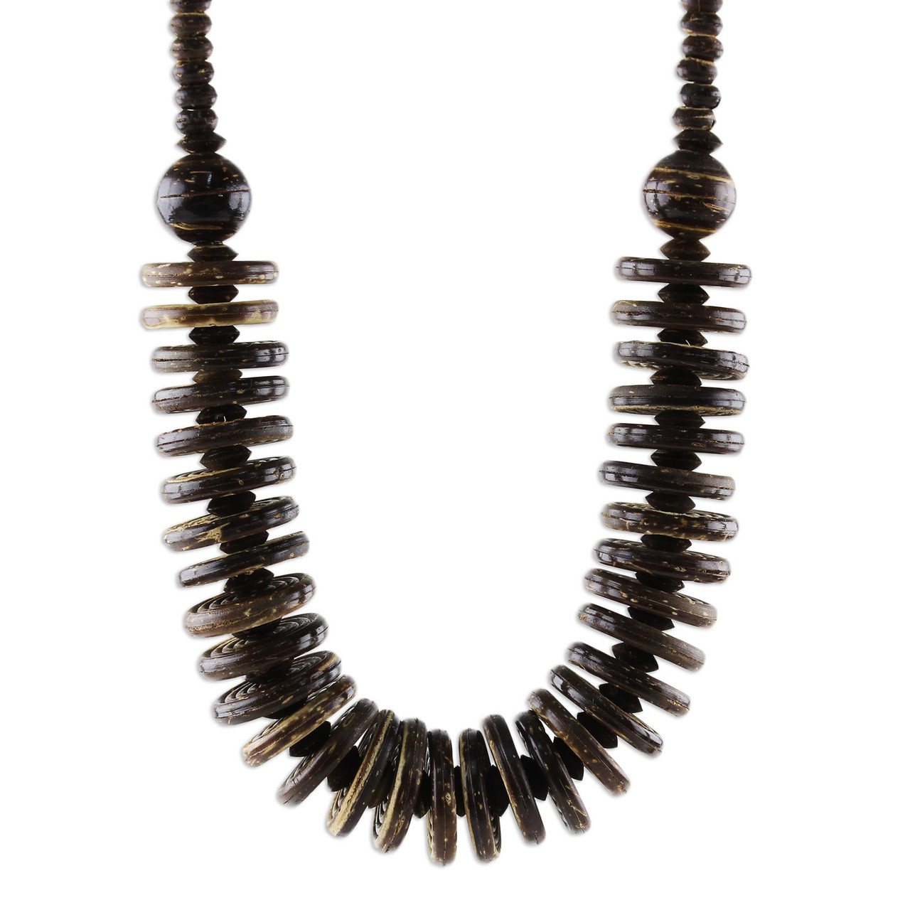 Handcrafted Coconut Shell Beaded Necklace 'Natural Coco' - Smithsonian ...