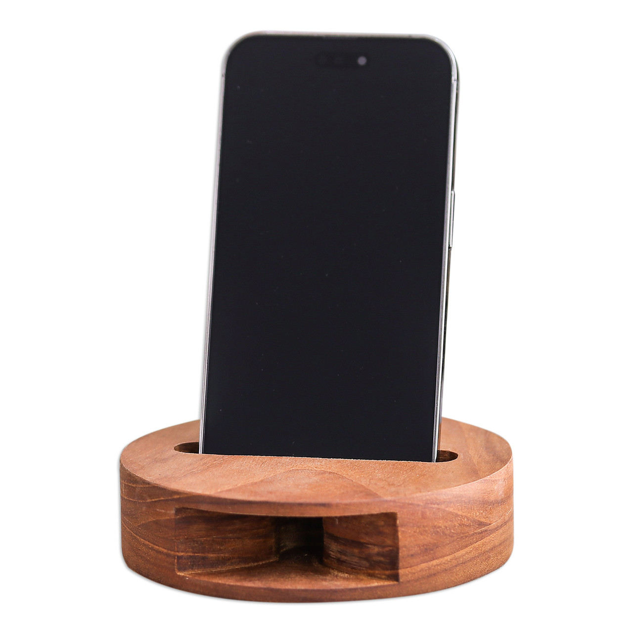 Round Reclaimed Wood Phone Speaker from Thailand 'Modern Sound ...
