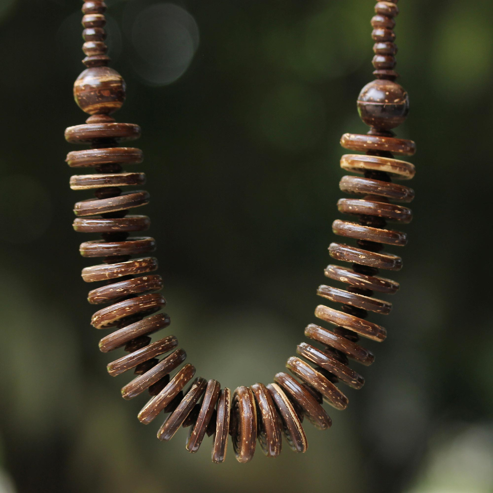 Handcrafted Coconut Shell Beaded Necklace 'Natural Coco' - Smithsonian ...