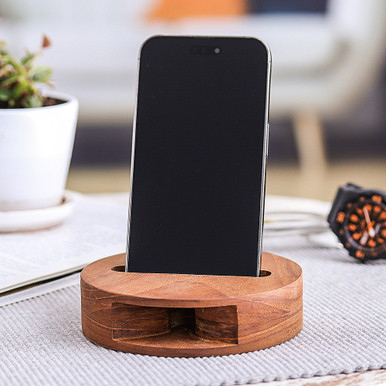 Round Reclaimed Wood Phone Speaker from Thailand 'Modern Sound ...