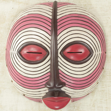 African Dance Spirit Wall Mask Artisan Crafted Wood Art 'Baluba Dance ...
