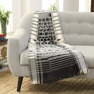 Cotton Striped Throw from India 'Monochrome Symmetry' - Smithsonian ...