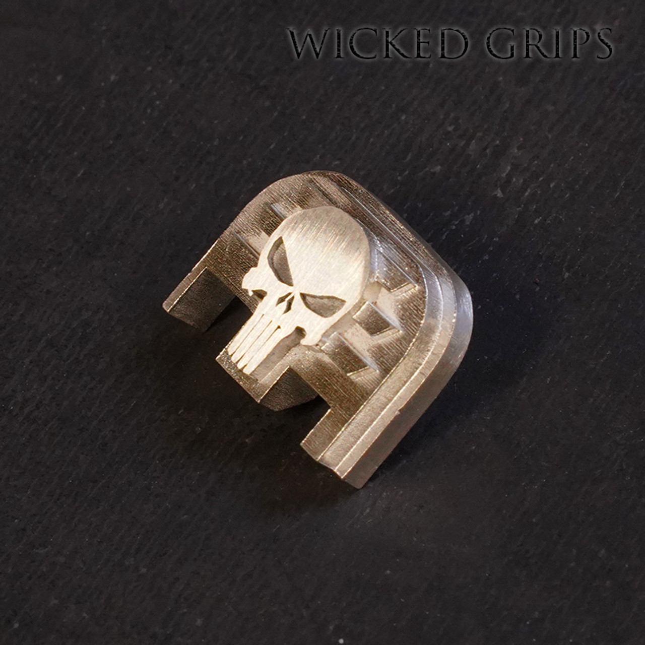 Custom Glock Slide Plate Silver Punisher Gen 5