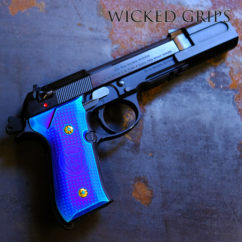 BERETTA 92FS GRIPS WG BLUE DEVIL BRAND BLOCK TEXTURE