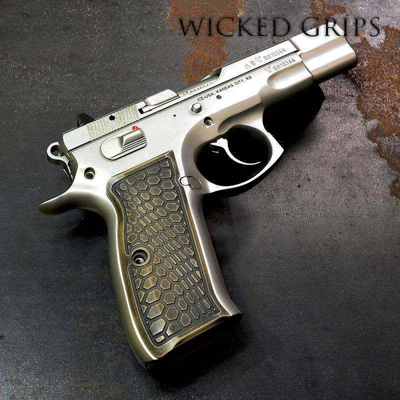 CARRY CZ75 PISTOL GRIPS HEXWAVE WORN FDE CERAKOTE