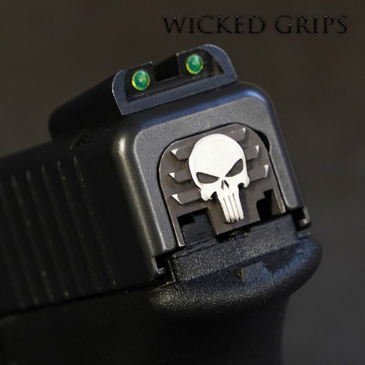 Custom Glock Slide Plate Blackened Silver Punisher Gen 1 4