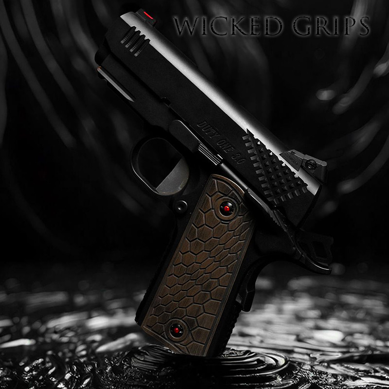 DAILY CARRY 1911 OFFICERS COMPACT PISTOL GRIPS FDE CERAKOTE HEXWAVE