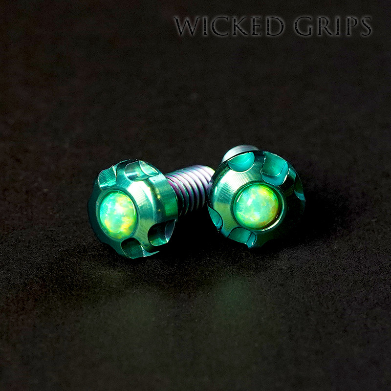 Anodized Electric GREEN Titanium CZ Gemstone Grip screws