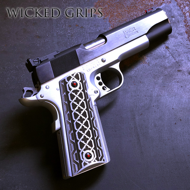 CUSTOM 1911 PISTOL GRIPS DEEP ENGRAVED NORDIC SCROLL