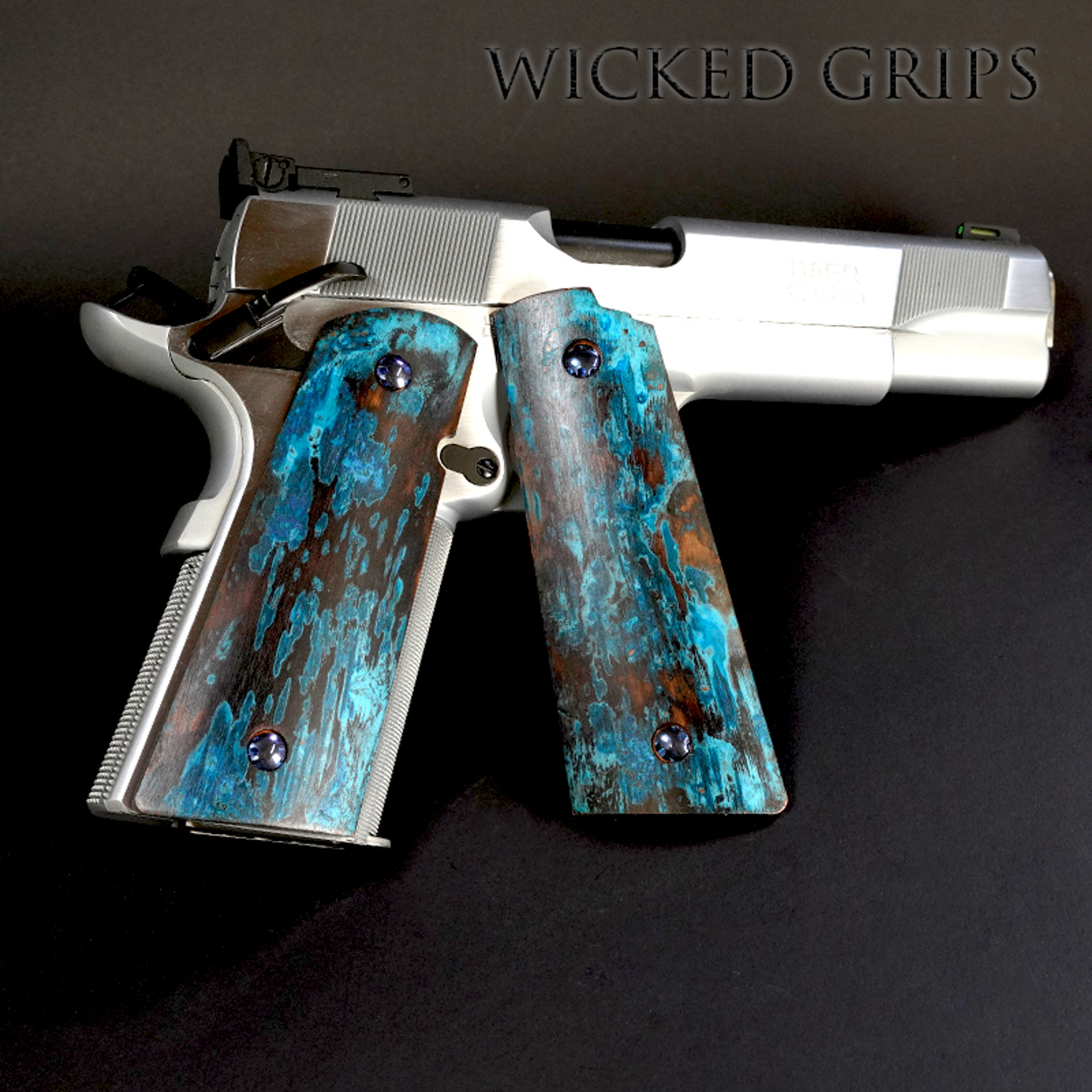 1911 PISTOL GRIPS SOLID COPPER SHIPWRECK PATINA 103