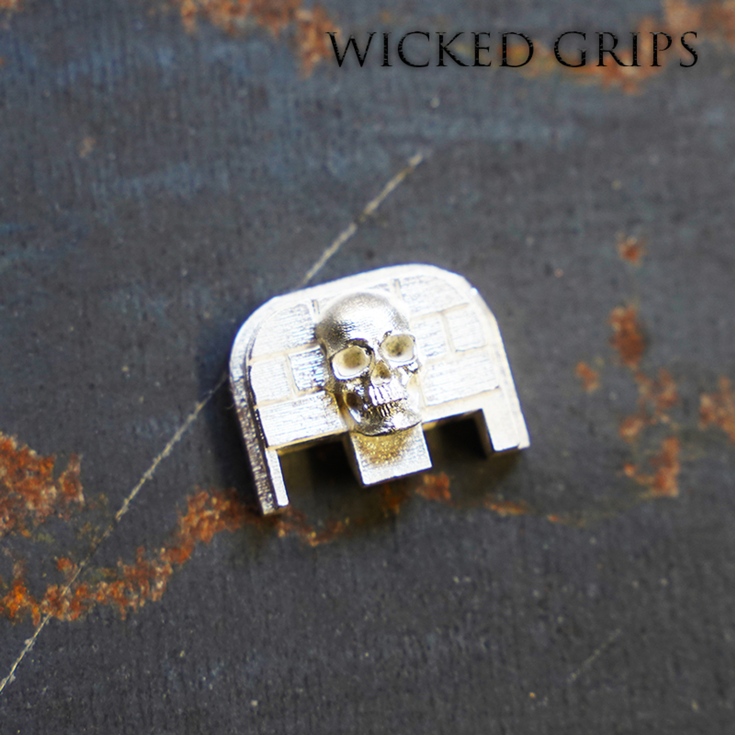 Custom Glock Slide Plate Pure Silver Skull Gen 5