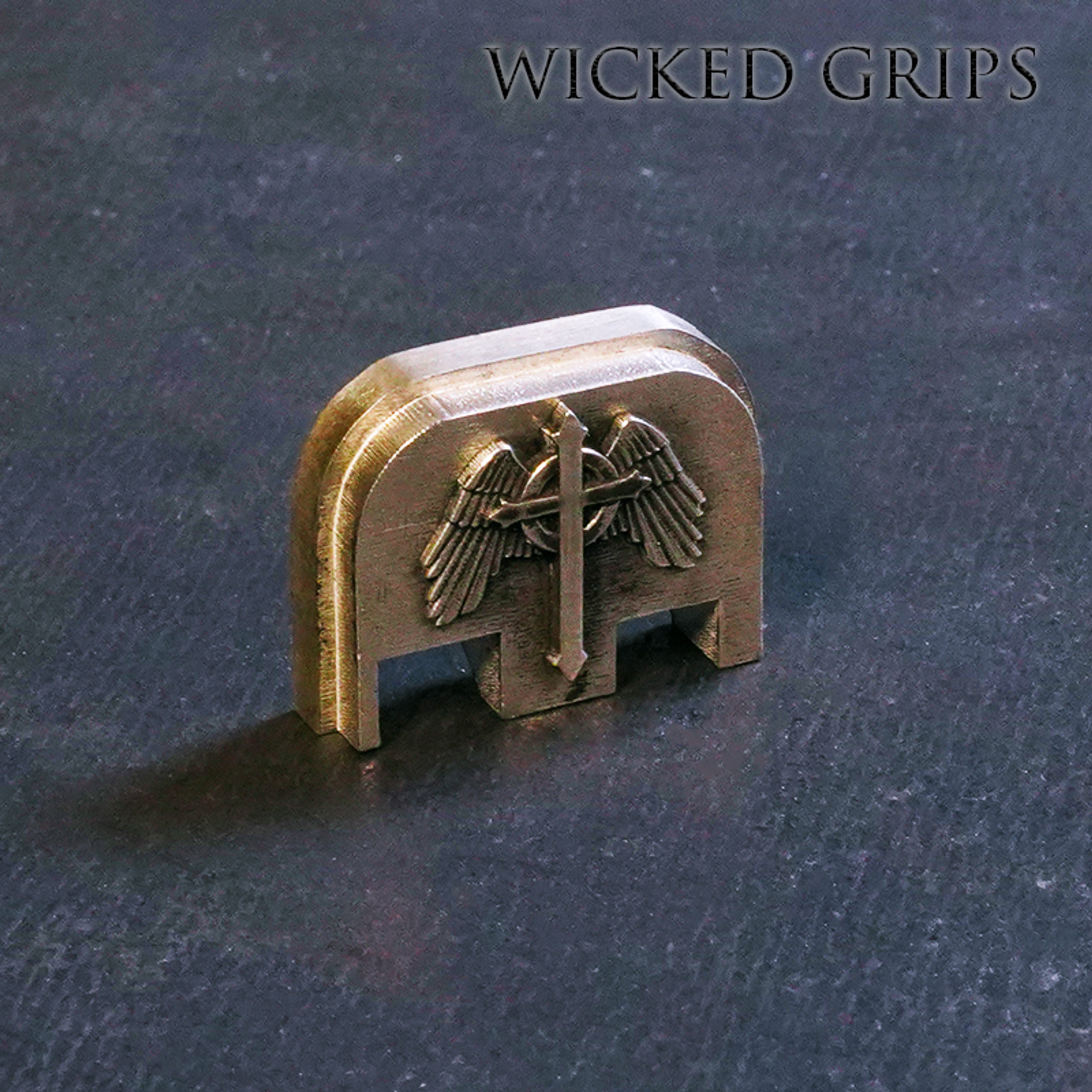 Wicked Grips Glock Slide Plate Pure Silver Winged Cross Gen 5